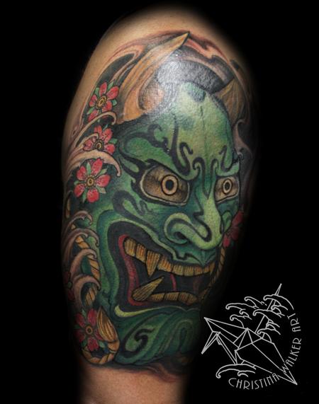 Green Ornate Hannya Half Sleeve By Christina Walker Tattoonow